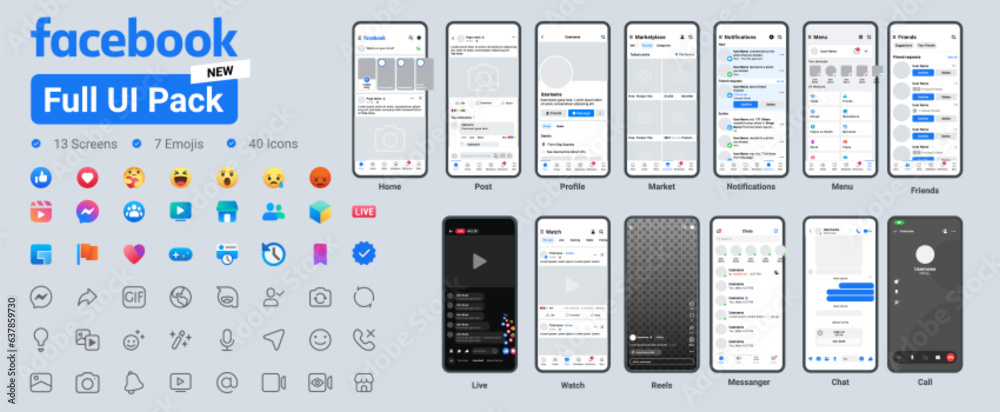 Facebook Social Media Vector Mockup Template, Facebook Profile Gallery ...