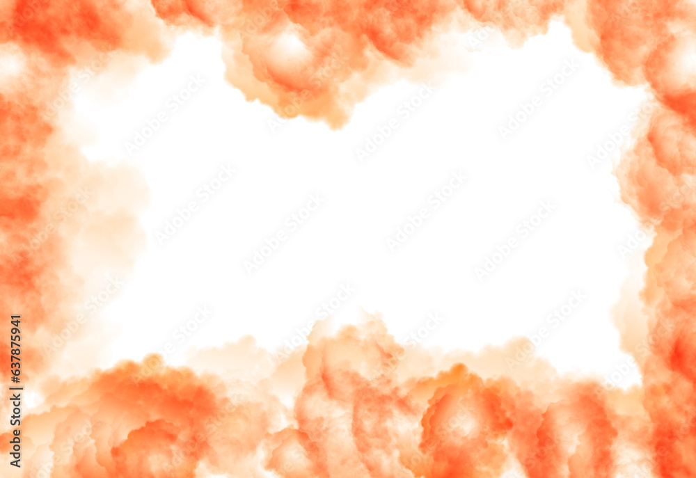 Watercolor dark sky orange stain paint smoke explosion border frame ...
