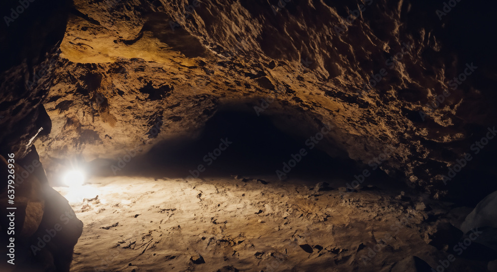 beautiful hidden cave with reflected sun rays with good lighting in ...