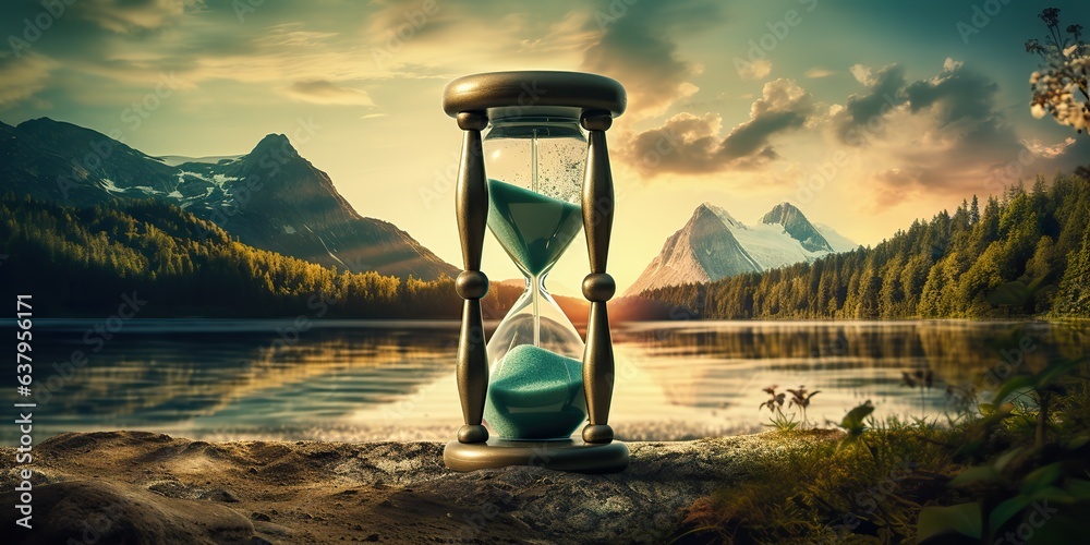 AI Generated. AI Generative. Time watch hourglass sandglass outdoor ...