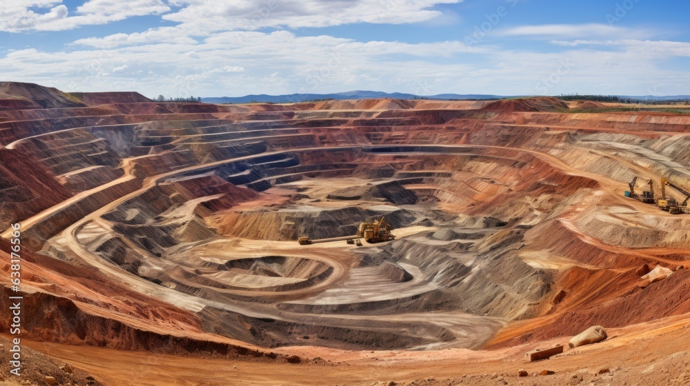 landscape scarred by open pit mining, a vivid representation of land ...