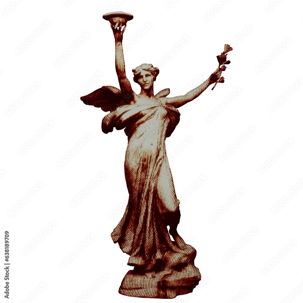 Bronze statue of a Winged Victory. Statue of the goddess Nike, isolated ...