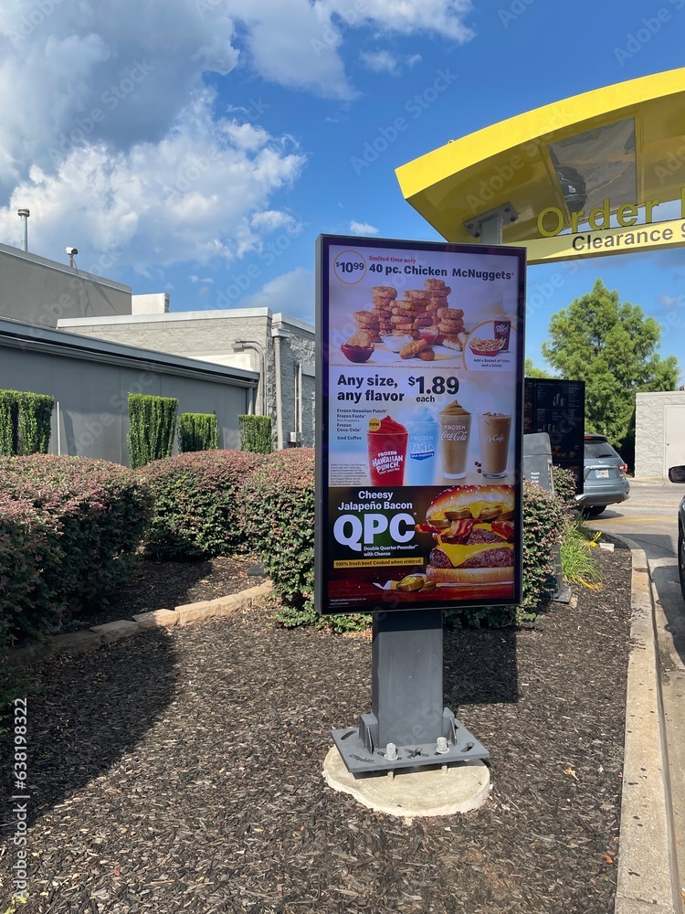 McDonalds drive thru menu signage Stock Photo | Adobe Stock
