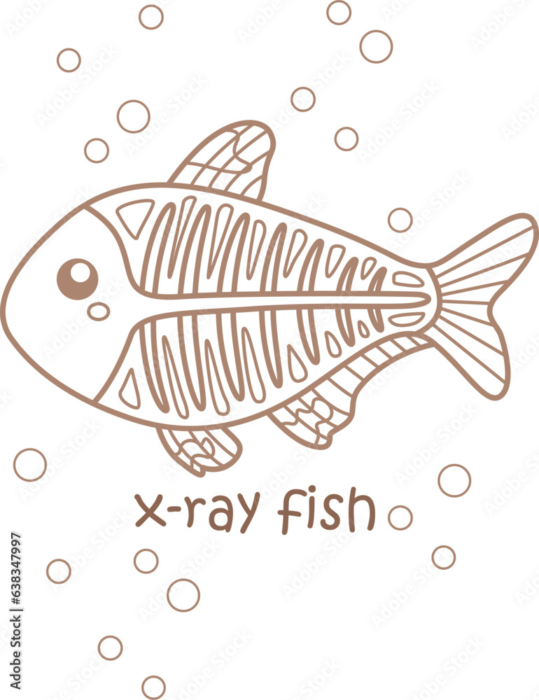 Alphabet X For X-Ray Fish Vocabulary School Lesson Reading Cartoon ...