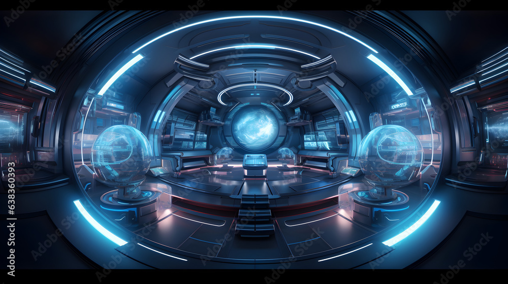 full 360 spherical panorama view of futuristic sci-fi environment with ...