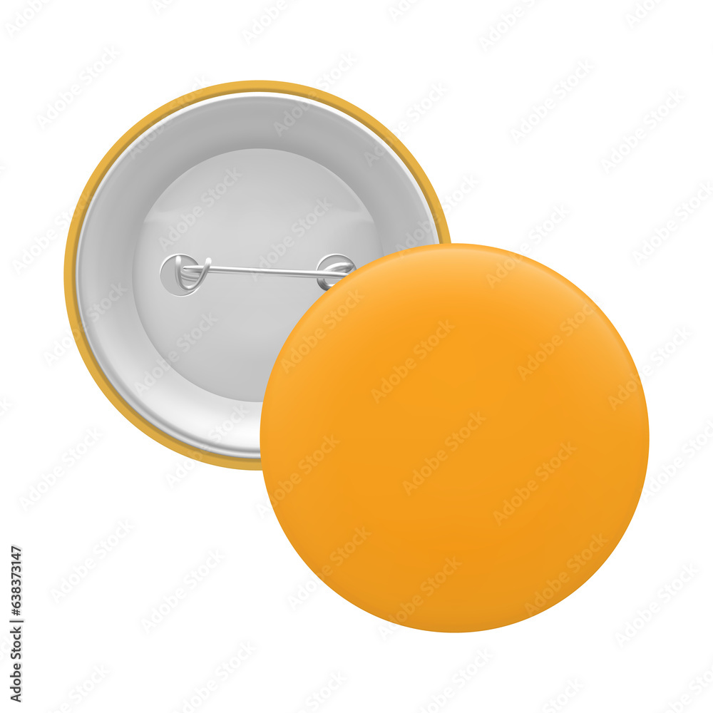 Orange round pin. Empty badge template, front and back. Png clipart ...
