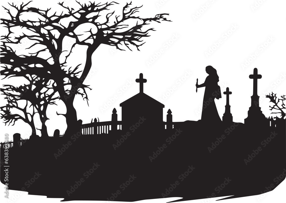Sketch grave or cemetery, resting place, Old murble stone tombstone ...