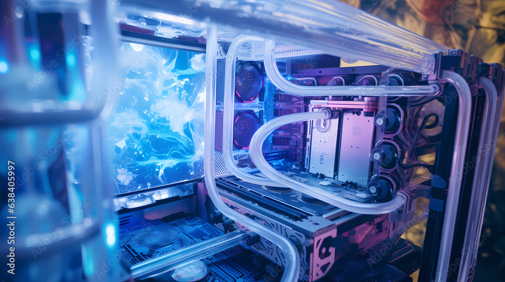 Peek into the inner workings of a liquid cooling system, where coolant ...