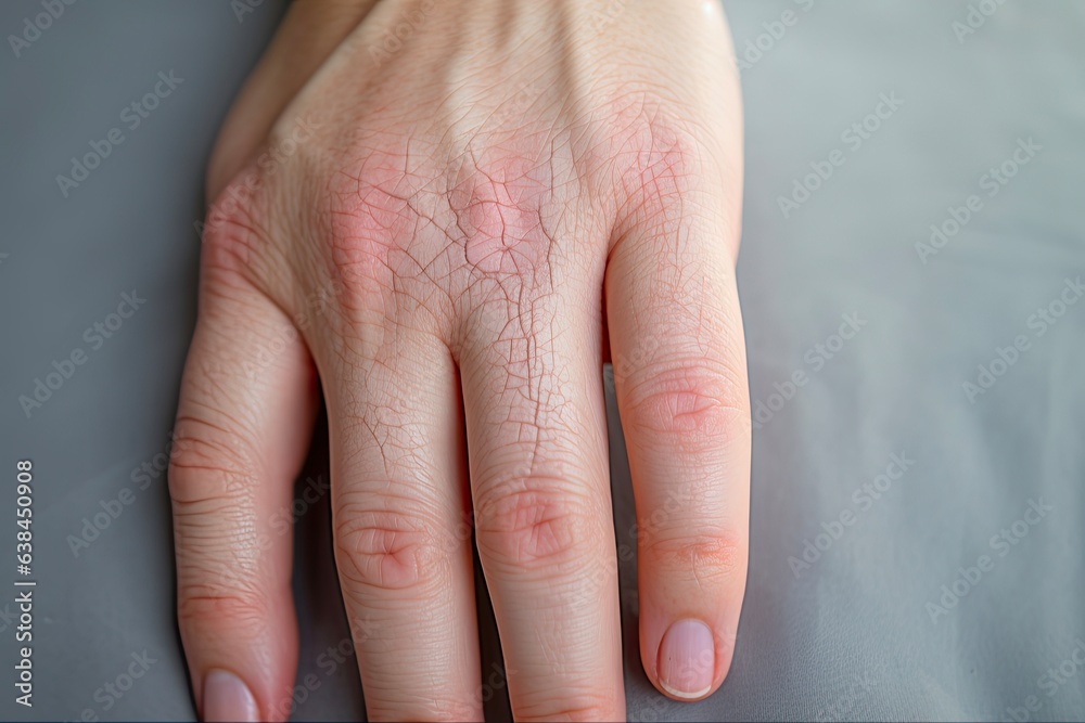 Dry Cracked Skin on Hand of Young Woman: Dyshidrotic Pompholyx Disease ...