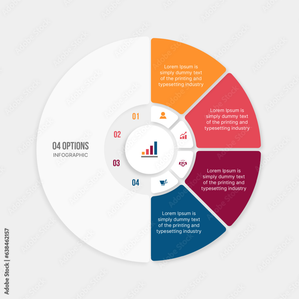 Circle Infographic Template Design With 4 Steps, Process Workflow ...