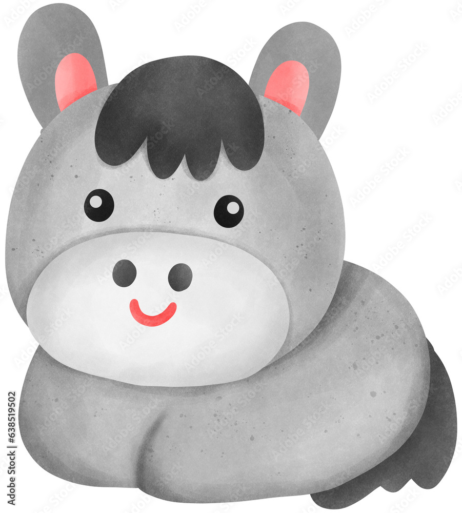 Donkey, Cute cartoon illustration Nativity of Jesus, birth of Jesus ...