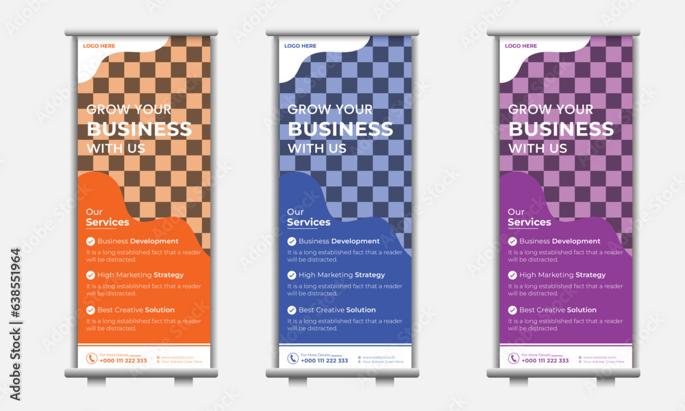 Roll up banner vector template design, x-banner, pull up banner design ...