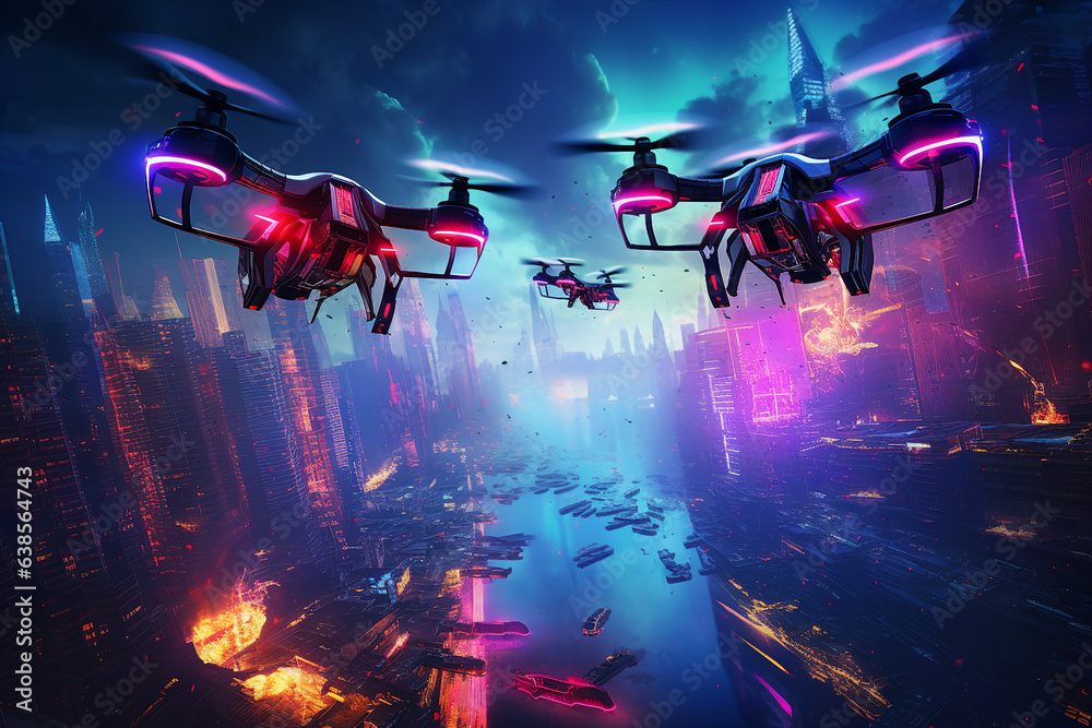 Generative ai collage image photo of dynamic video game playing in ...