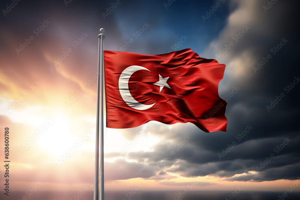 Turkish Flag. 29 Ekim Cumhuriyet Bayrami concept. 100th year of the ...