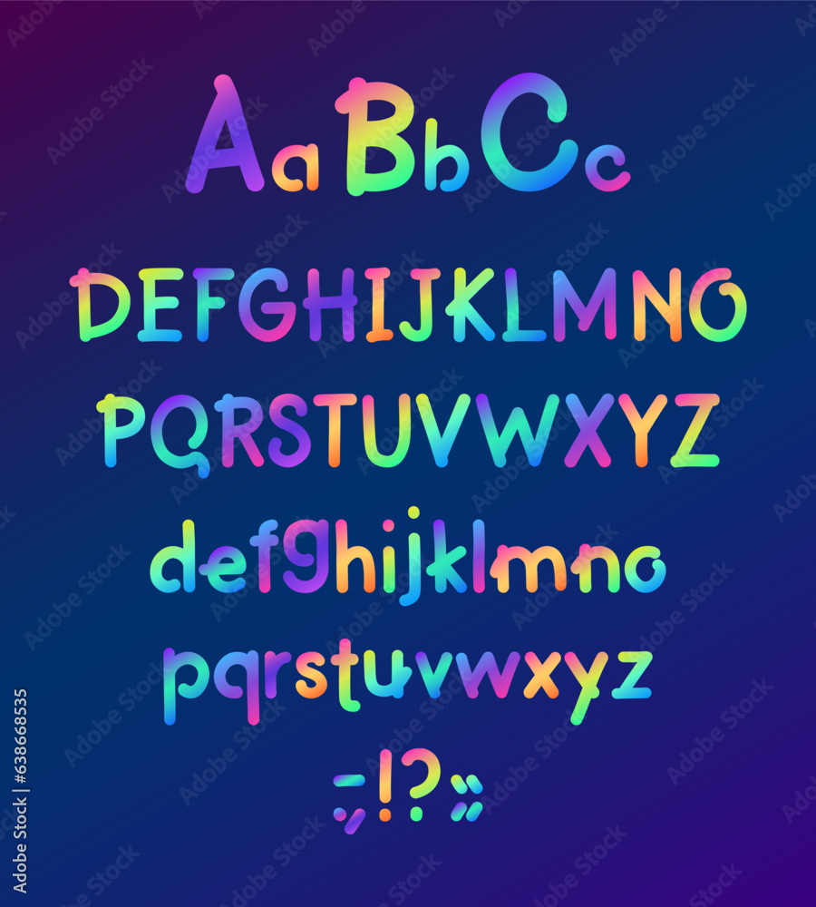 Colorful gradient font in shades of purple. Upper and lower case ...