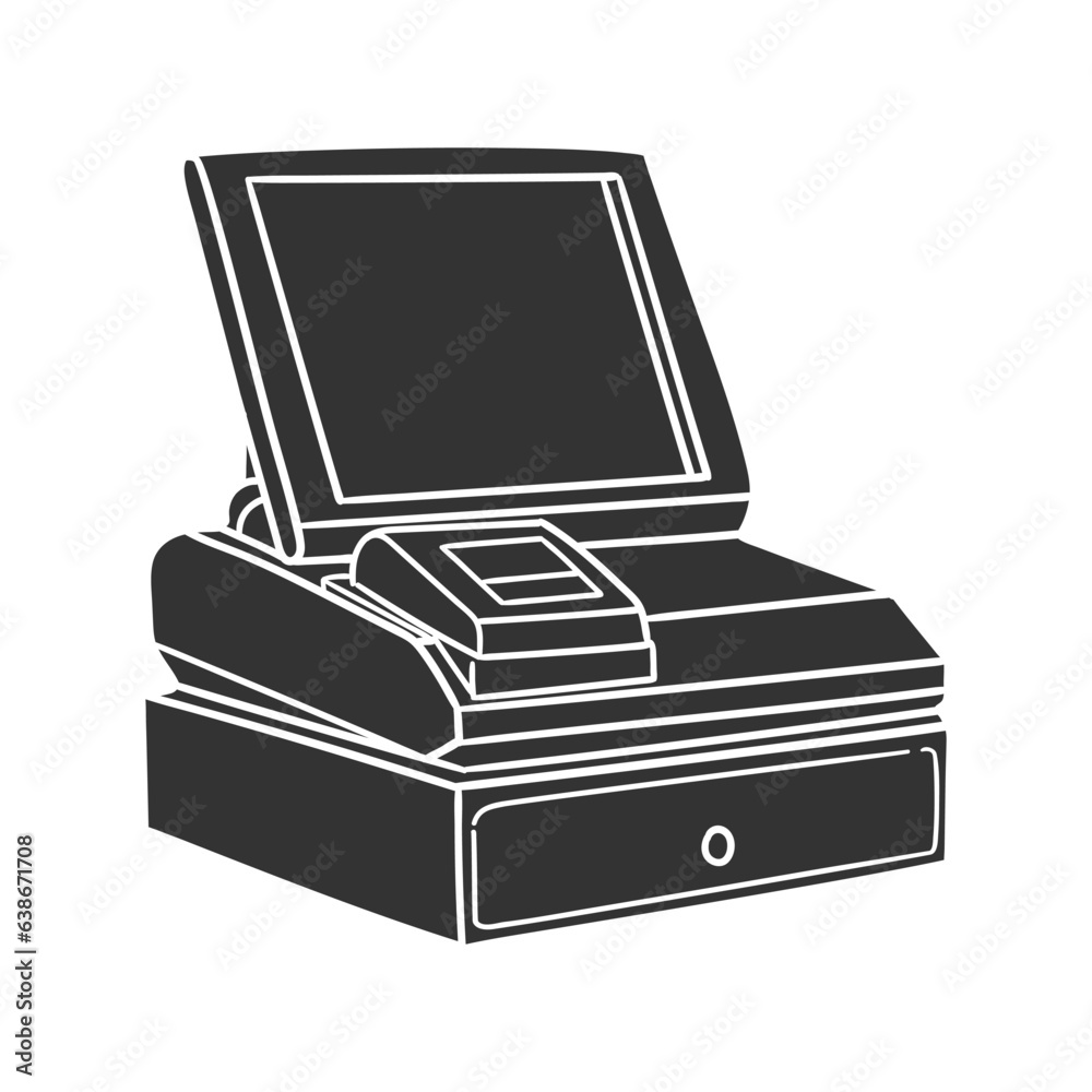 Cash Register Icon Silhouette Illustration. Shop Machine Vector Graphic ...