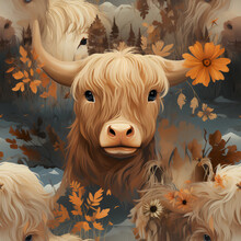Highland Cow Pattern Background Free Stock Photo - Public Domain Pictures