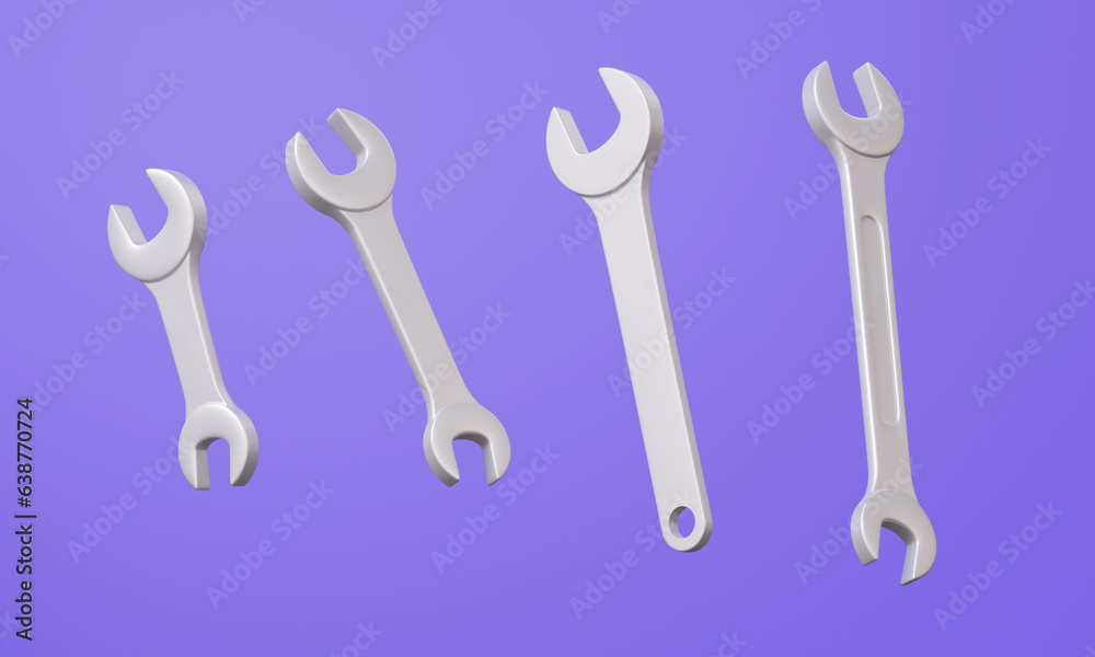 Realistic metallic mechanic 3D icon symbol set of professional assorted ...