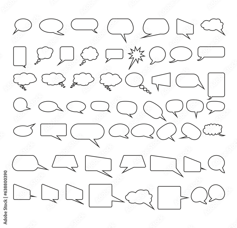 callout symbols outline. Speech bubble set. Comic speech doodle. Vector ...