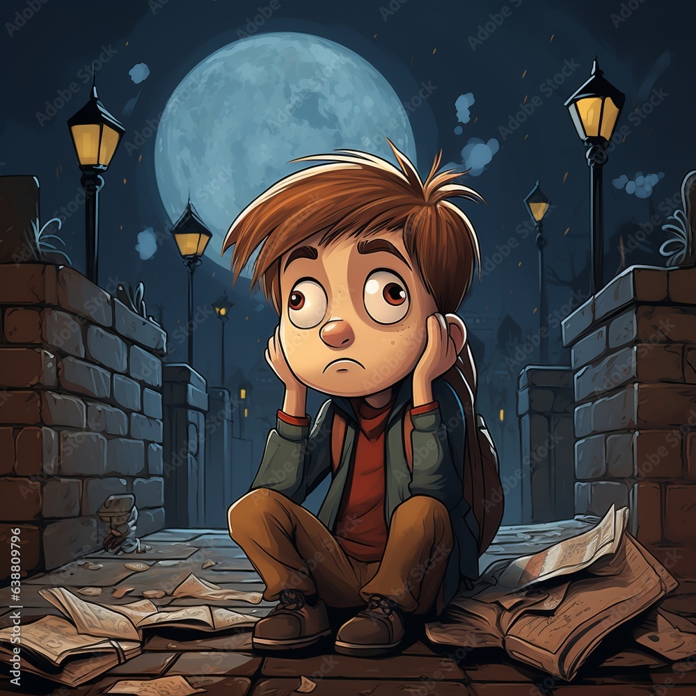Lost Child Sitting Alone in an Empty Alley, Scared and Confused ...