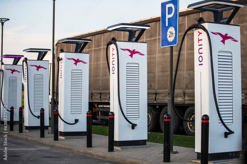Vilnius Lithuania 2023-08-18 Multiple IONITY DC HPC charging station ...