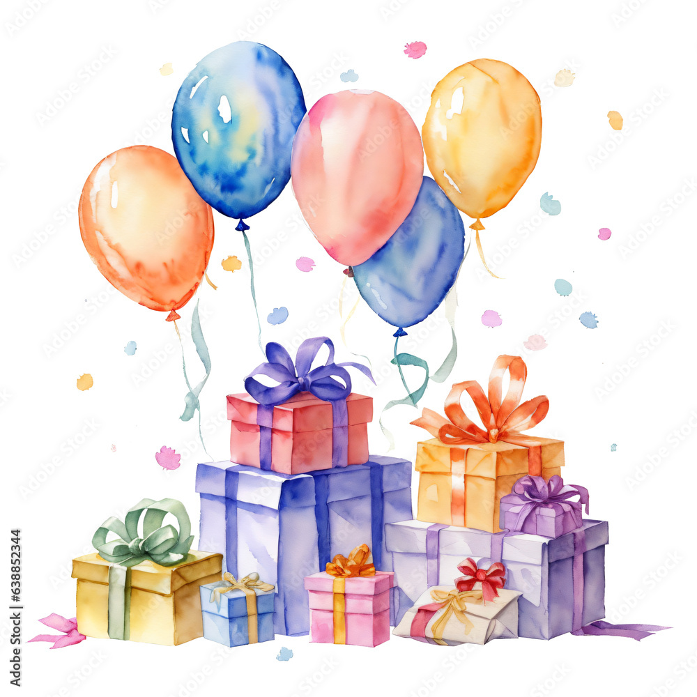 Watercolor Birthday Party Clipart, Graphics, PNG Transparent Background ...