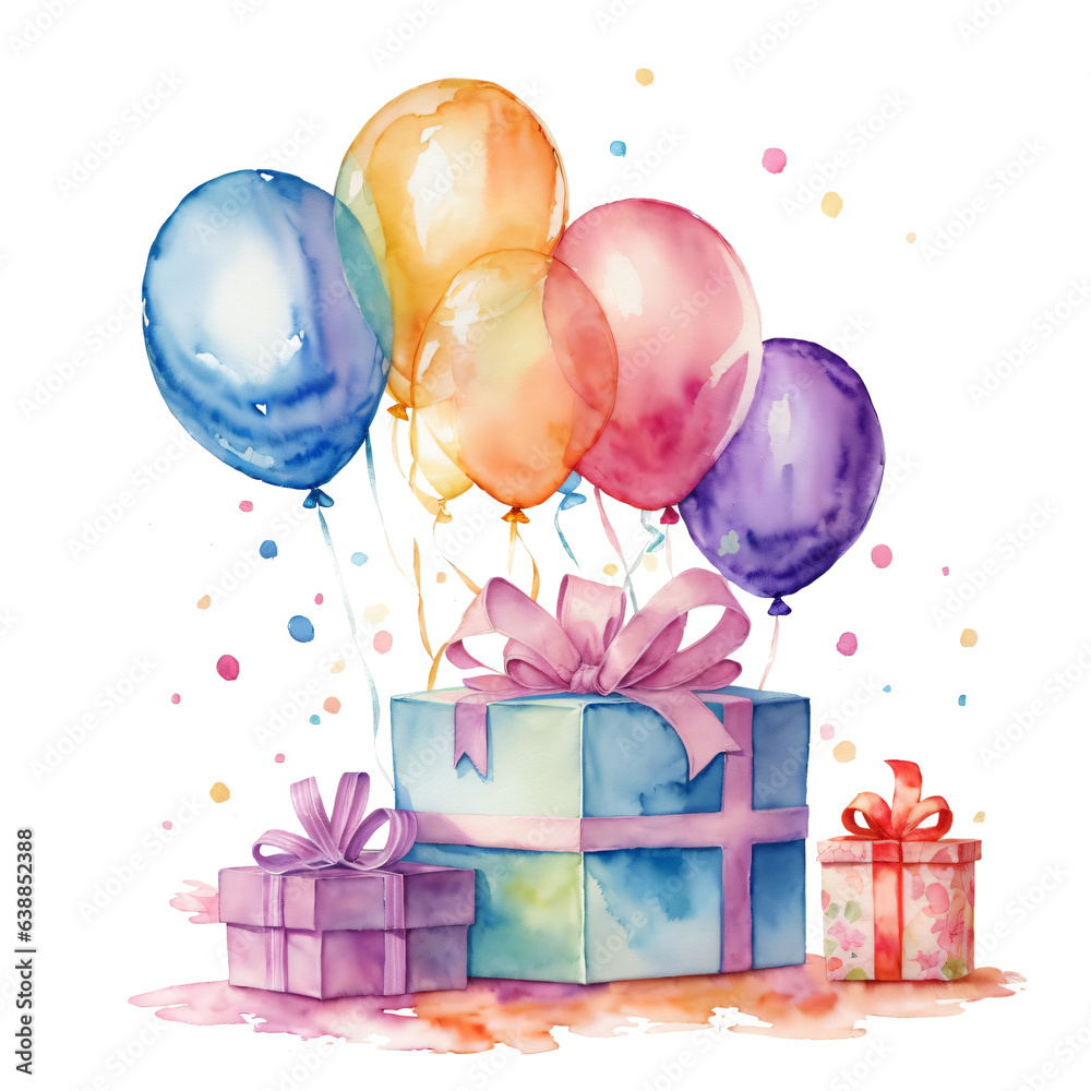 Watercolor Birthday Party Clipart, Graphics, PNG Transparent Background ...