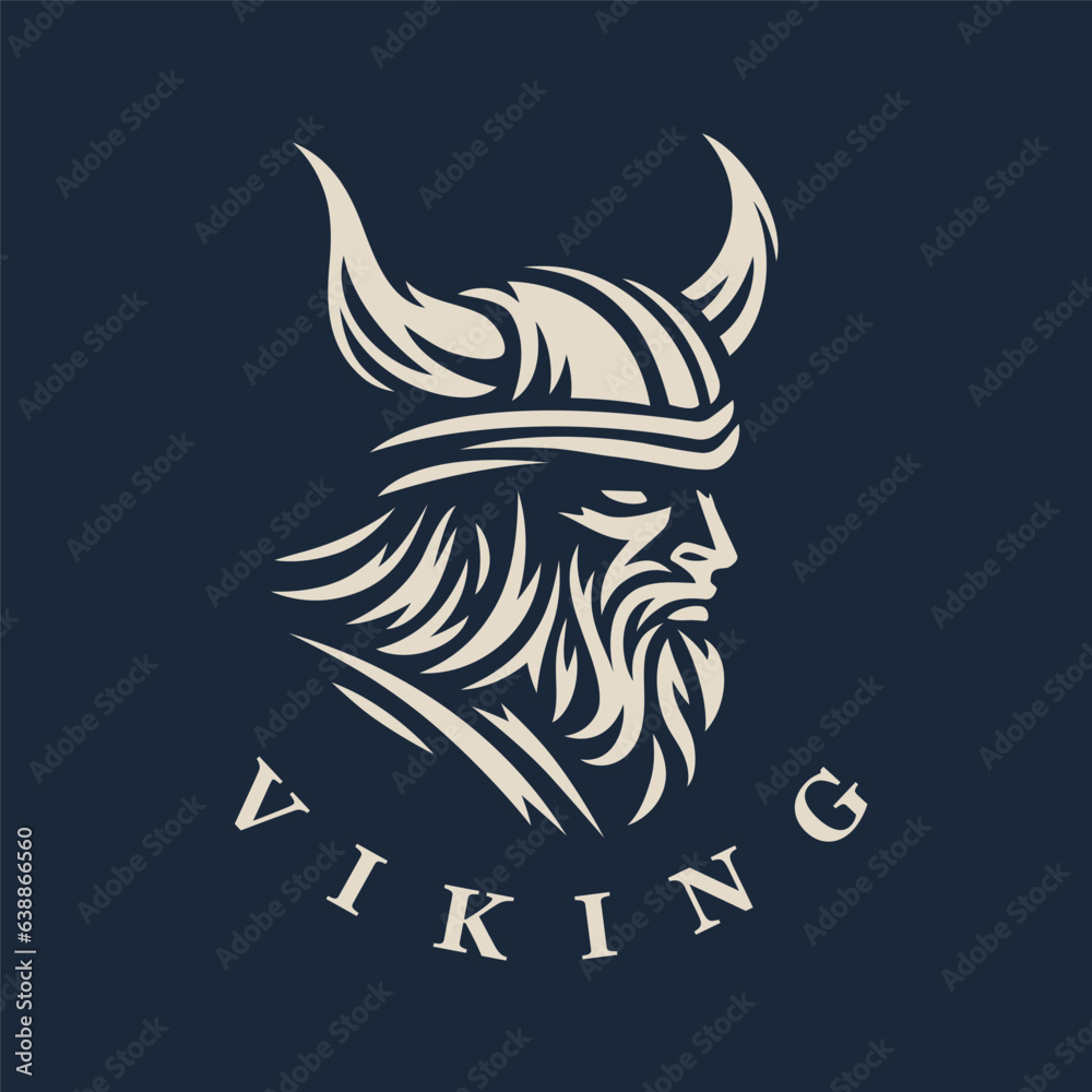 Nordic viking logo. Norse warrior icon. Horned barbarian helmet symbol ...