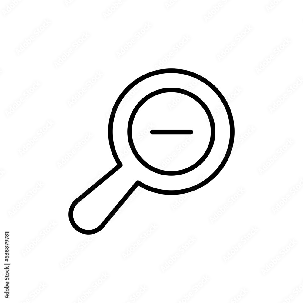Zoom out icon. Simple outline style. Magnifying glass, find, minus, reduce, minimize, search ...