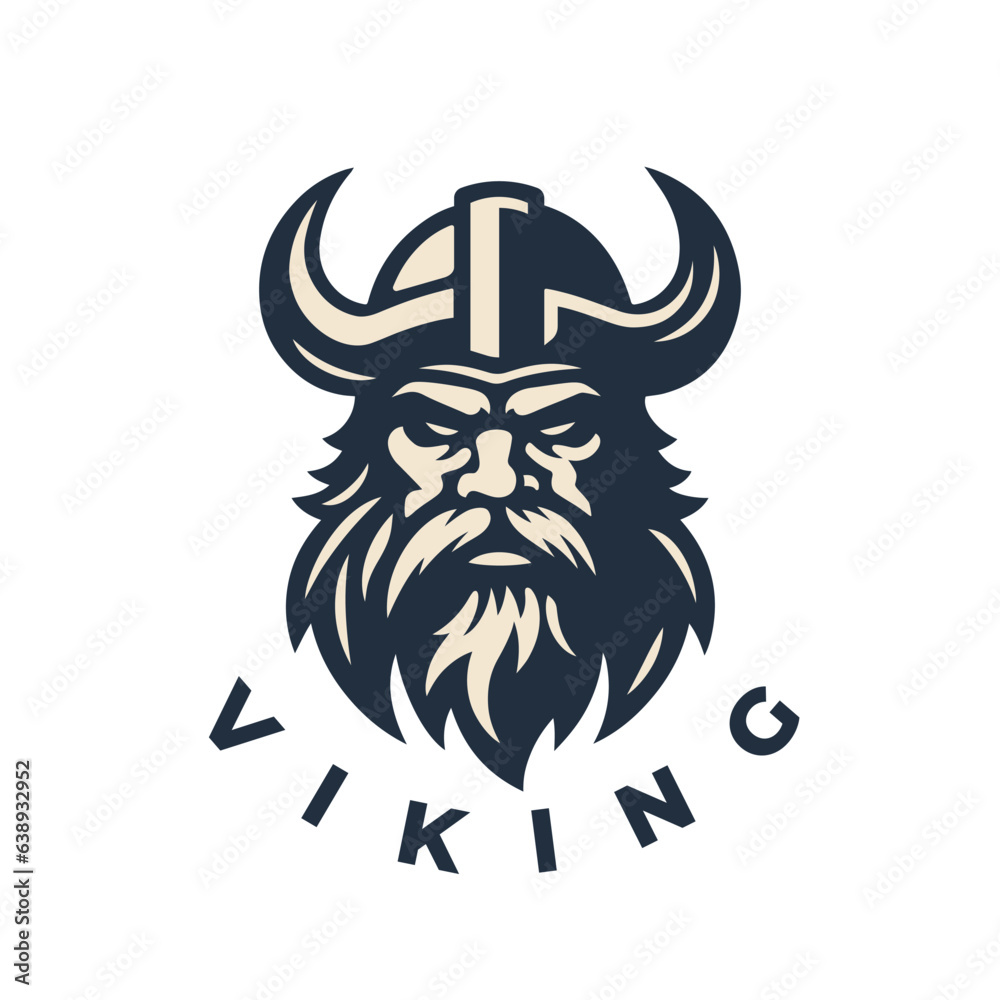 Nordic viking logo. Norse warrior icon. Horned barbarian helmet symbol ...