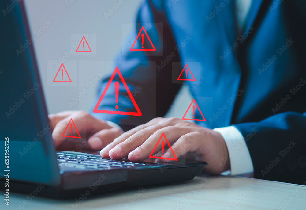 System hacked alert after cyber attack on computer network. compromised ...