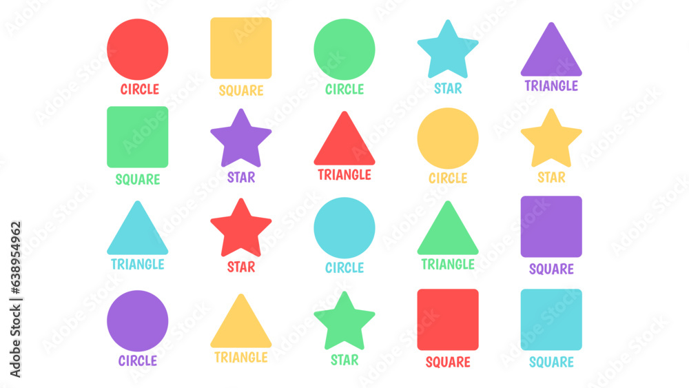 Geometric shapes for kids. Set of colorful different shapes. Logic ...
