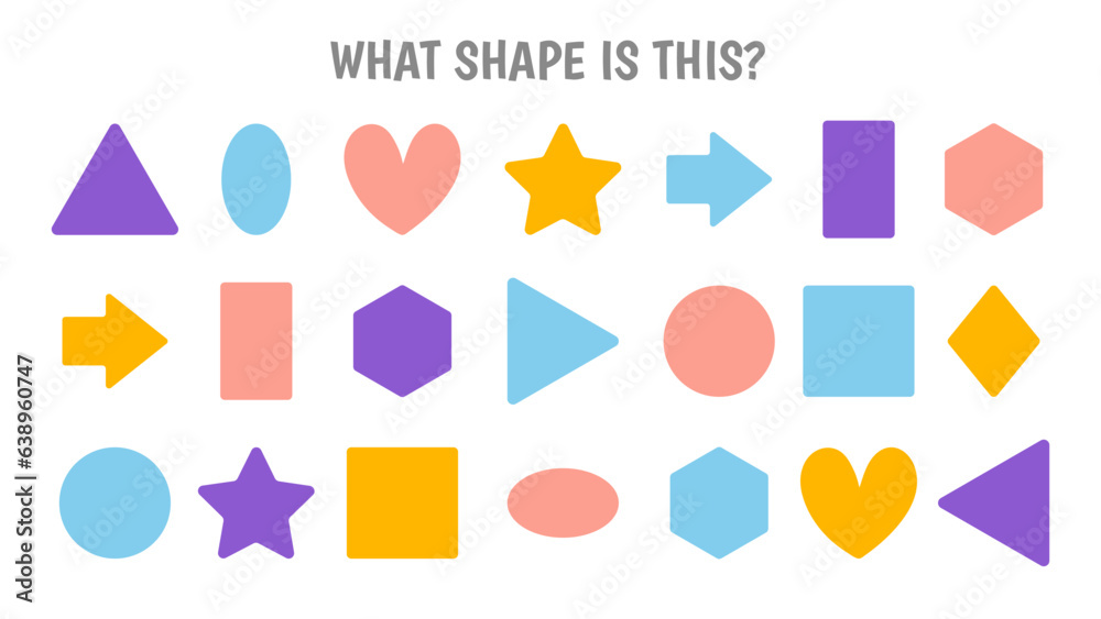 Geometric shapes for kids. Set of colorful different shapes. Logic ...