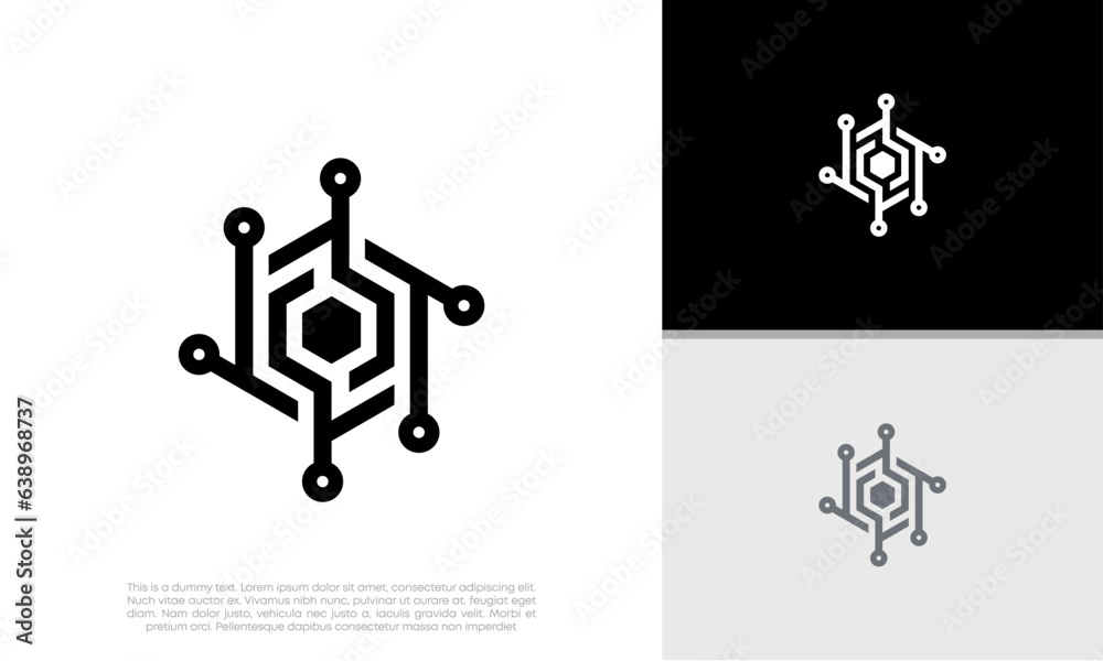 Abstract artificial intelligence logo. Innovative high tech logo template. Smart computer ...