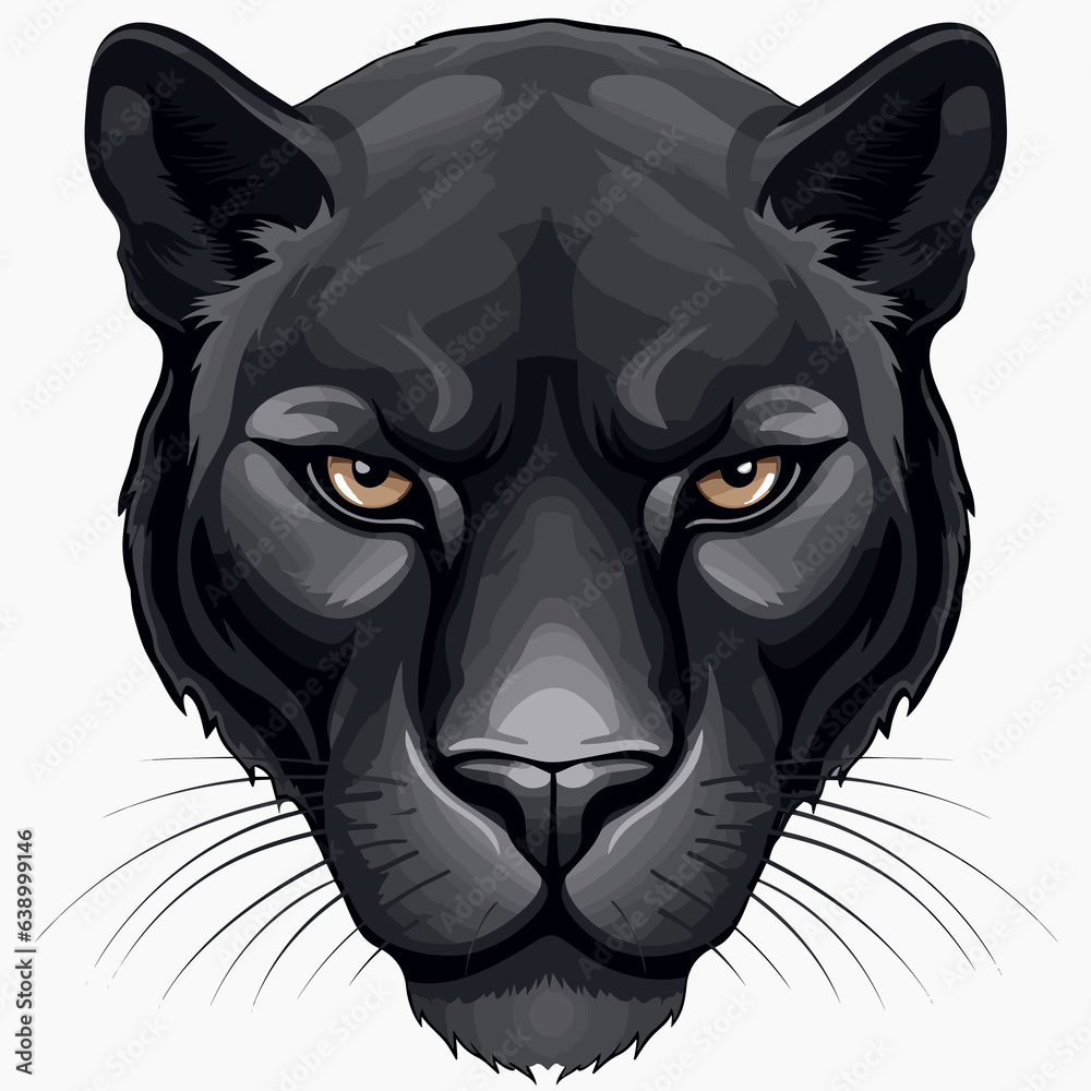 Black Panther, Panther Face, Panther Head, Sticker, Vector Illustration ...