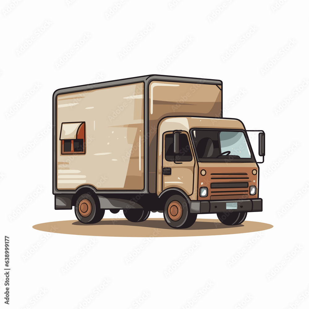 Cargo Van, Boxed Truck Cartoon Character, Clipart, Vector, 2D Animation ...