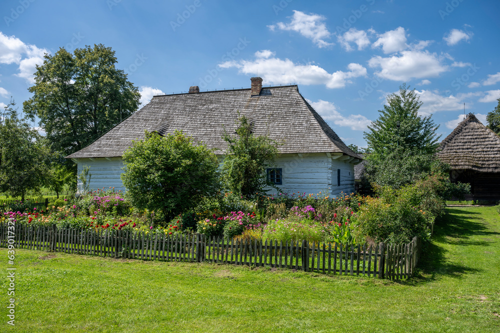 SANOK, POLAND - AUGUST 12, 2023: Wooden houses of Rural Architecture ...
