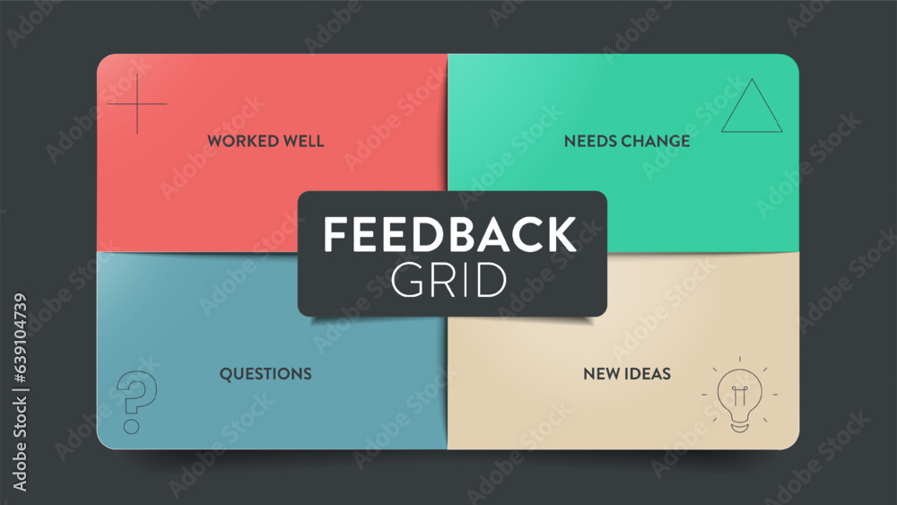 Feedback grid matrix box diagram infographic with icon vector for ...