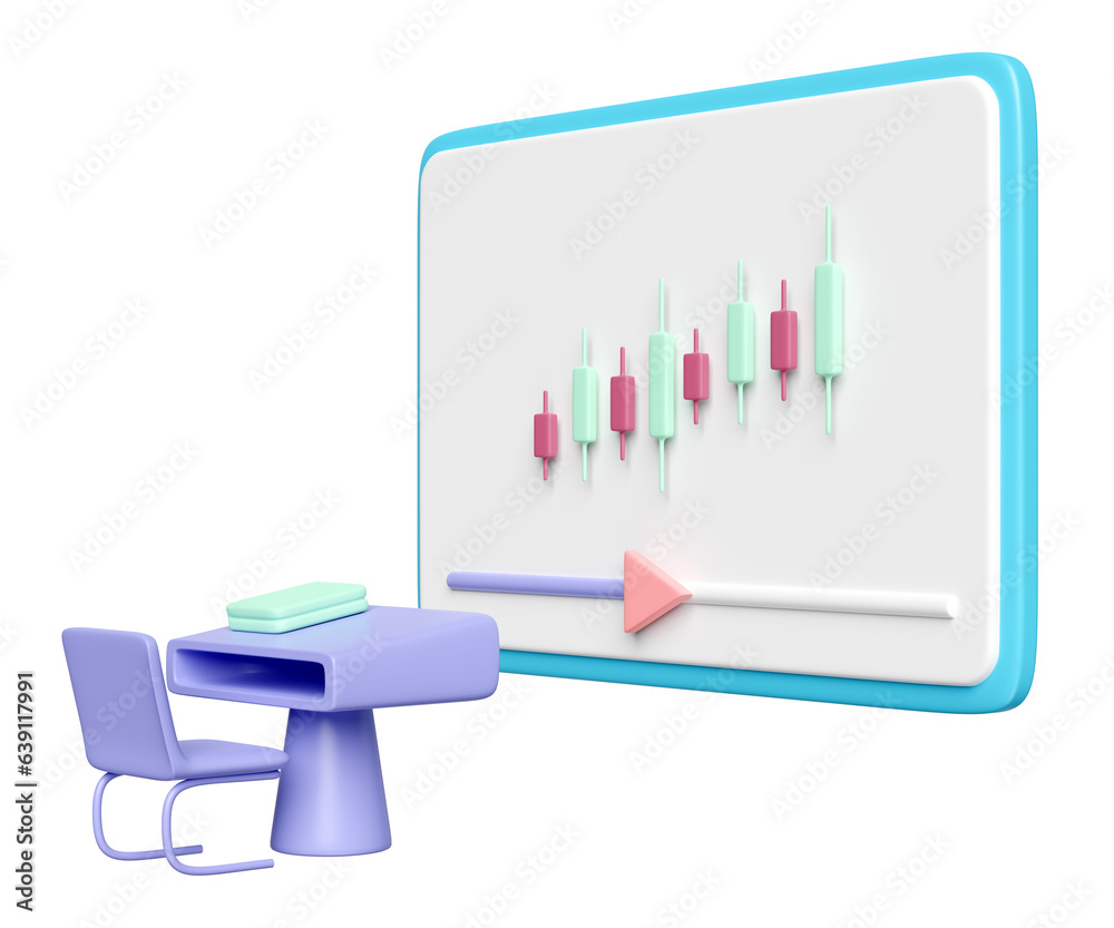 Learn about stocks online with tablet, charts, graph, study desk ...