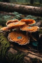 Green Turkey Tail Fungus On Log Free Stock Photo - Public Domain Pictures