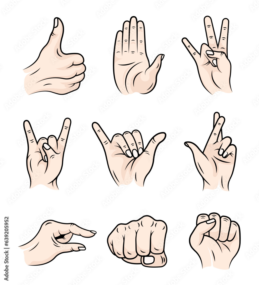 Vector Illustrations of Hand Gestures Stock Vector | Adobe Stock