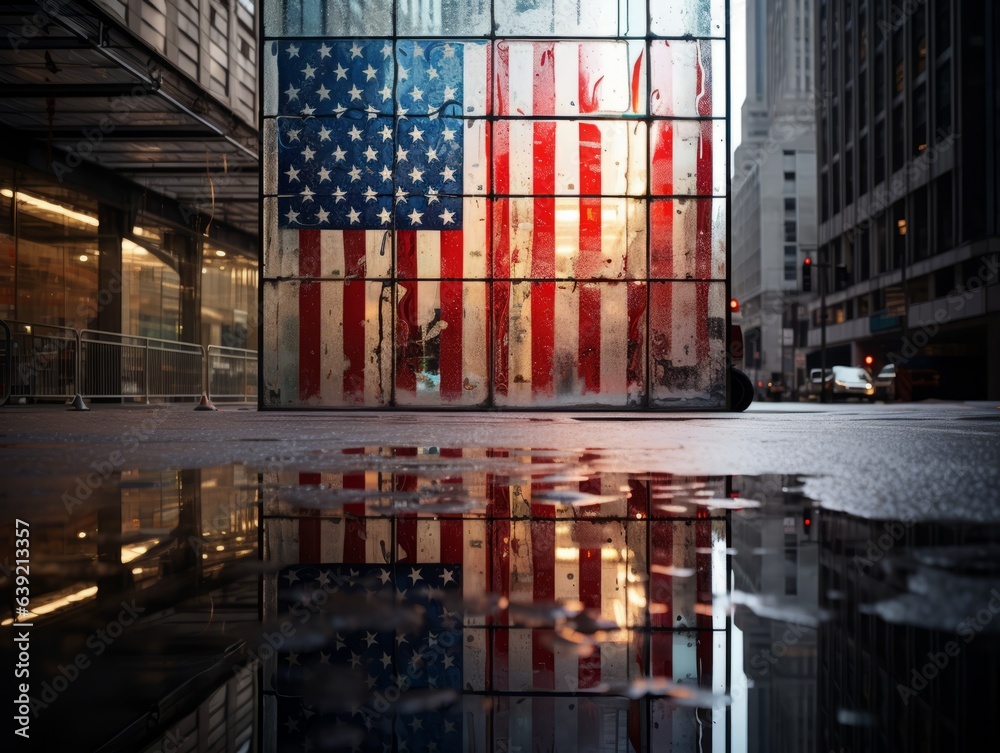 Professionally contrasted, a modern glass building reflects an old ...