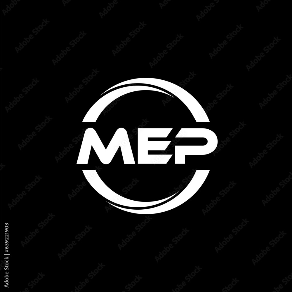 Vector de Stock MEP letter logo design with black background in ...