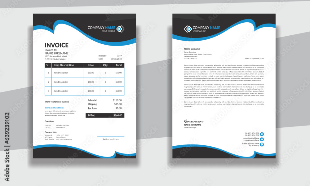 Corporate modern professional clean business invoice and letterhead ...