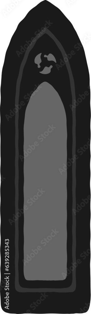 Gothic lancet window with small tracery stylized drawing. Architectural ...