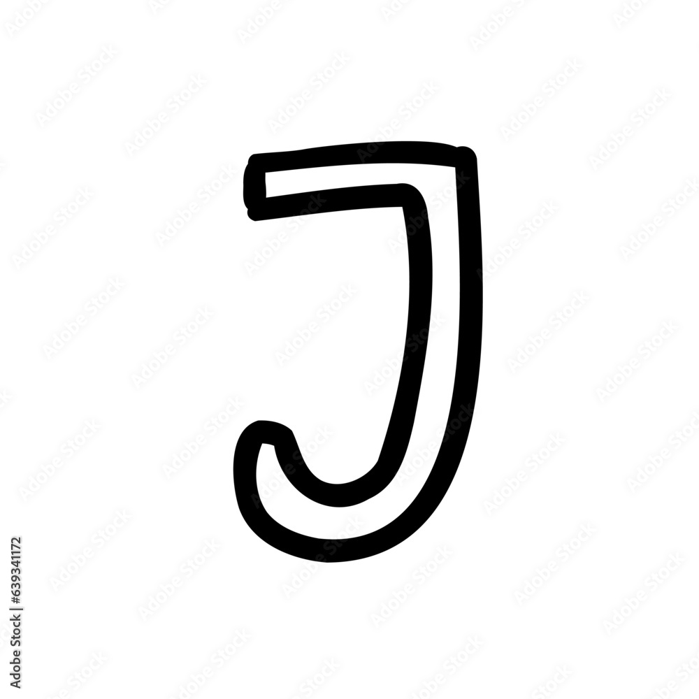 Capital J letter of latin english outline font in outline bubble style ...