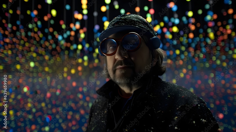 Virtual man people and neural network in VR glasses is a symbiosis of a ...