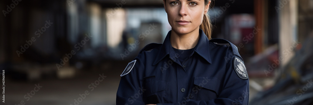 Beautiful female law enforcement police officer in work uniform ...