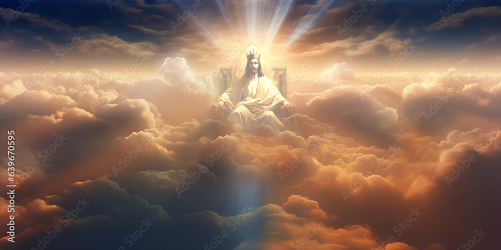 Our Lord, Jesus Christ our Saviour, sitting on a throne high above the ...