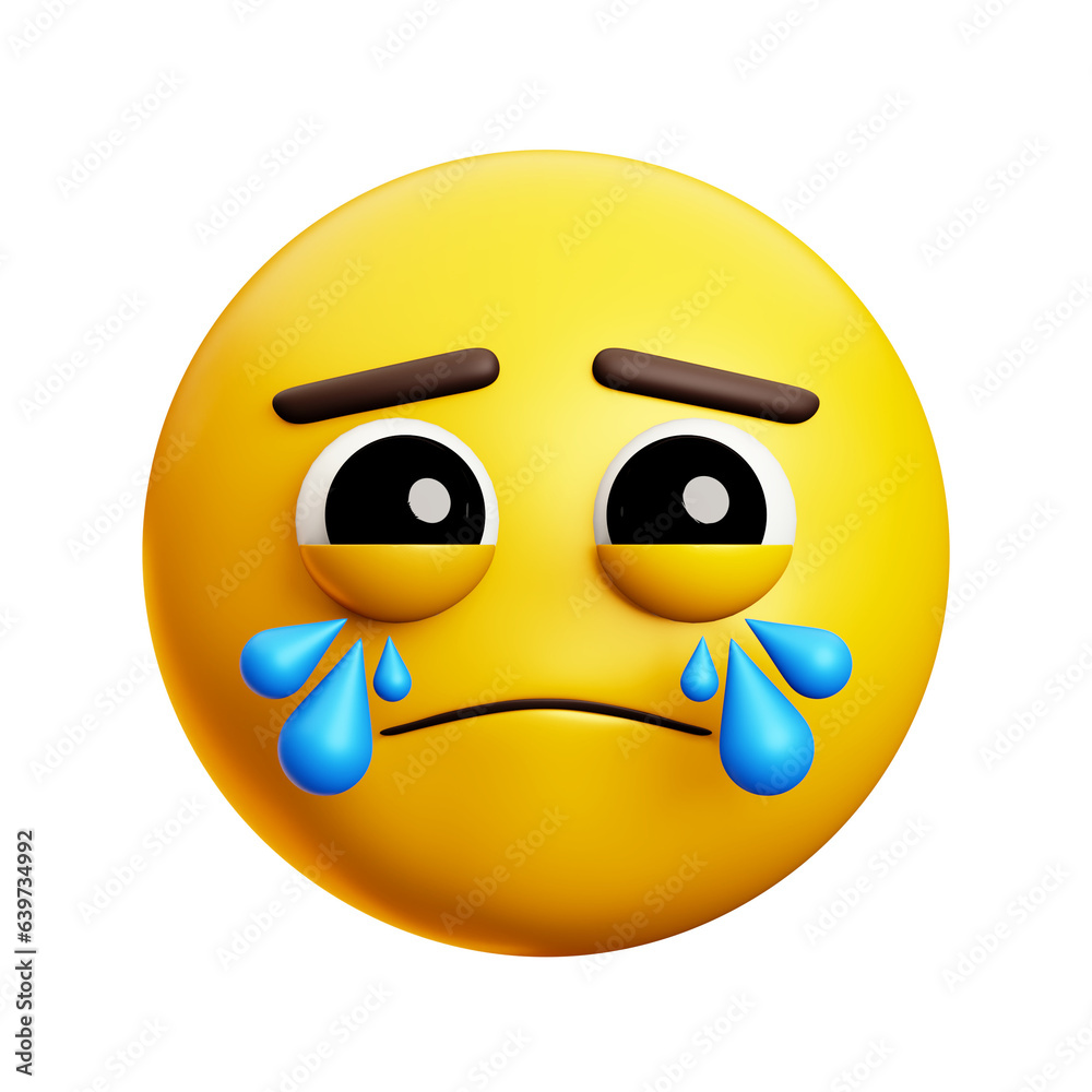 Sad. crying face with open eye and tears emoji, 3d style emoticon Stock ...
